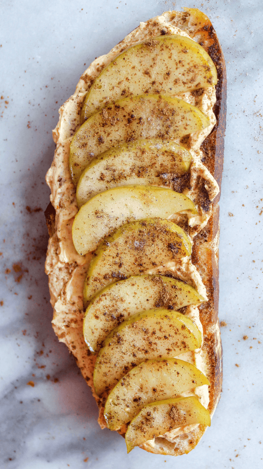 Caramelized Apple Toast with Spiced Cream Cheese - bon abbetit