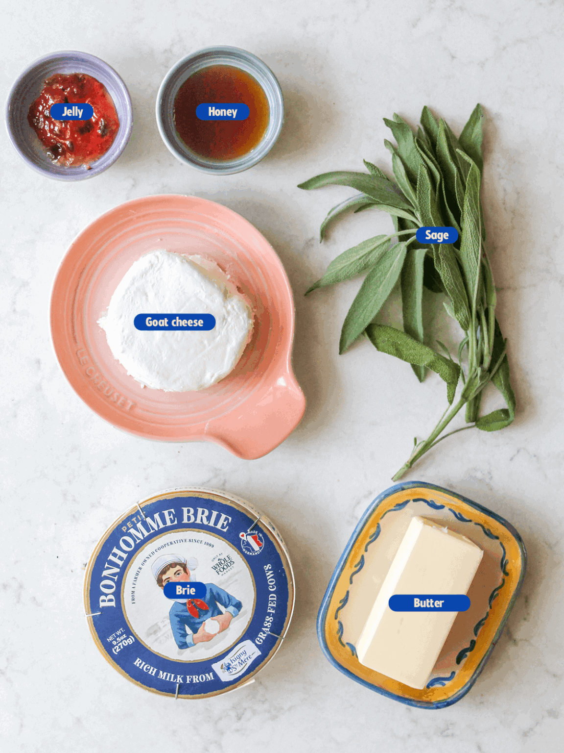 Baked Brie and Goat Cheese with Honey - bon abbetit