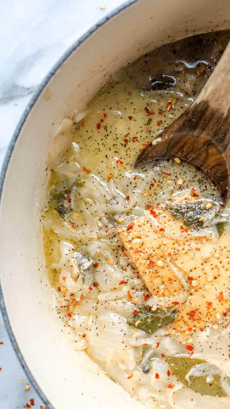 “French Onion” Parmesan Gruyere Broth - bon abbetit