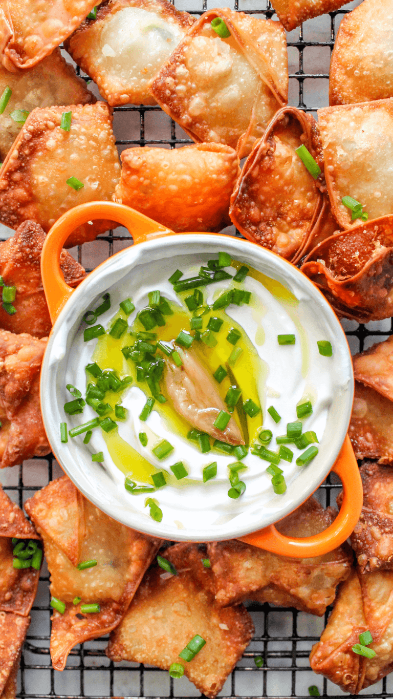 Garlic Confit Mashed Potato Wontons - bon abbetit