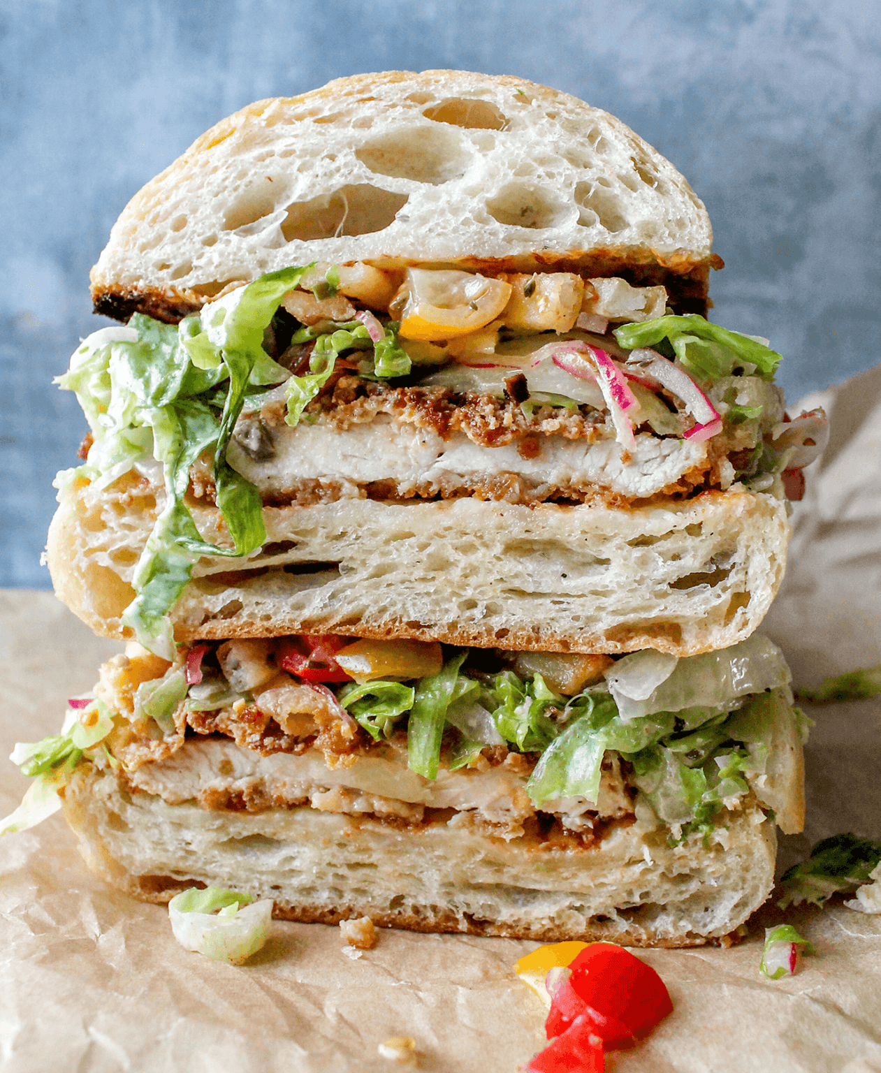 Chopped Caesar Crispy Chicken Sandwich - bon abbetit