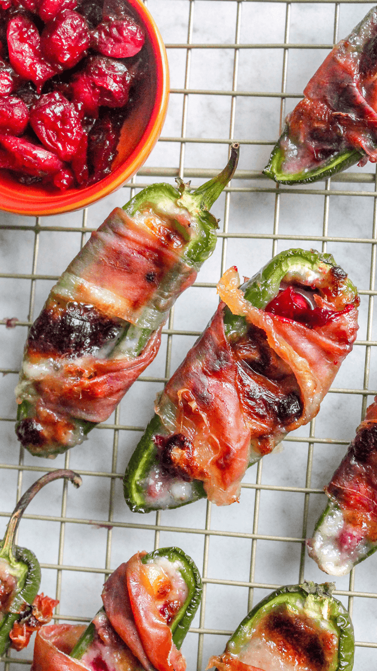 Prosciutto Wrapped Jalapeño Poppers with Brie & Cranberry Pomegranate ...